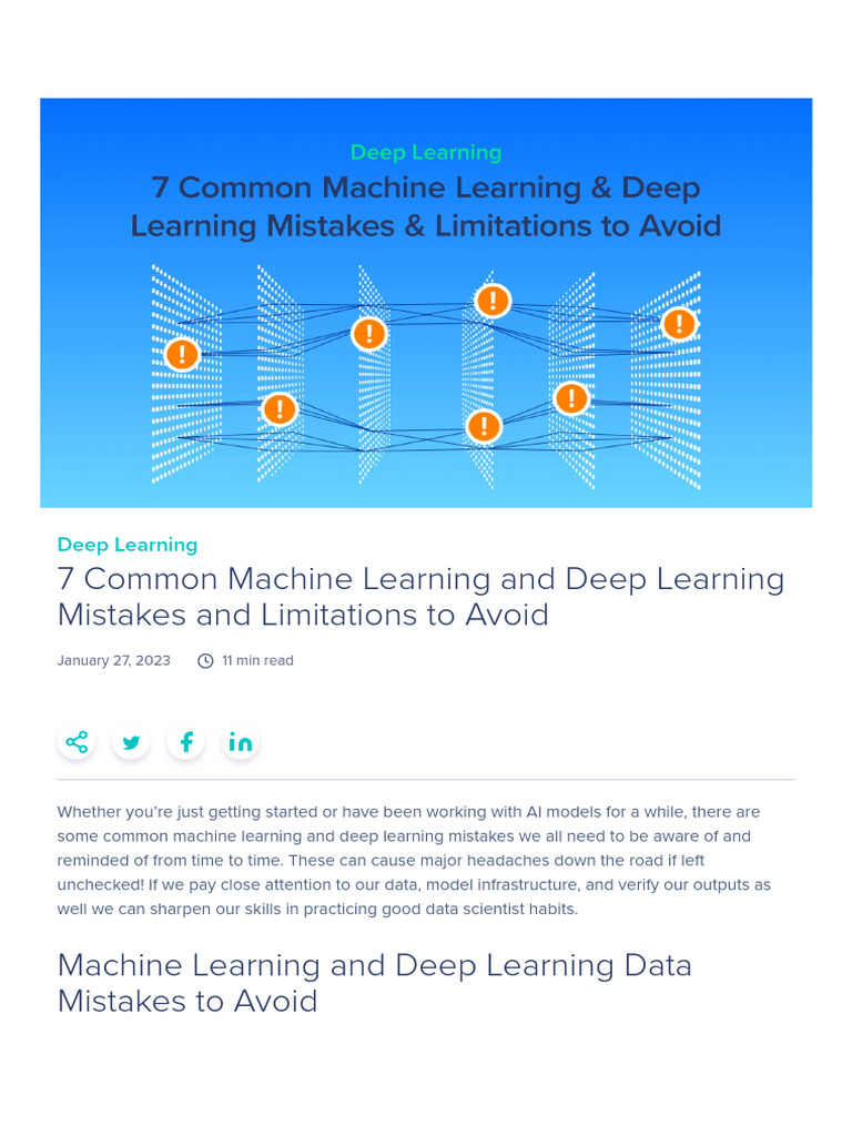 7 Machine Learning and Deep Learning Mistakes and Limitations To Avoid ...