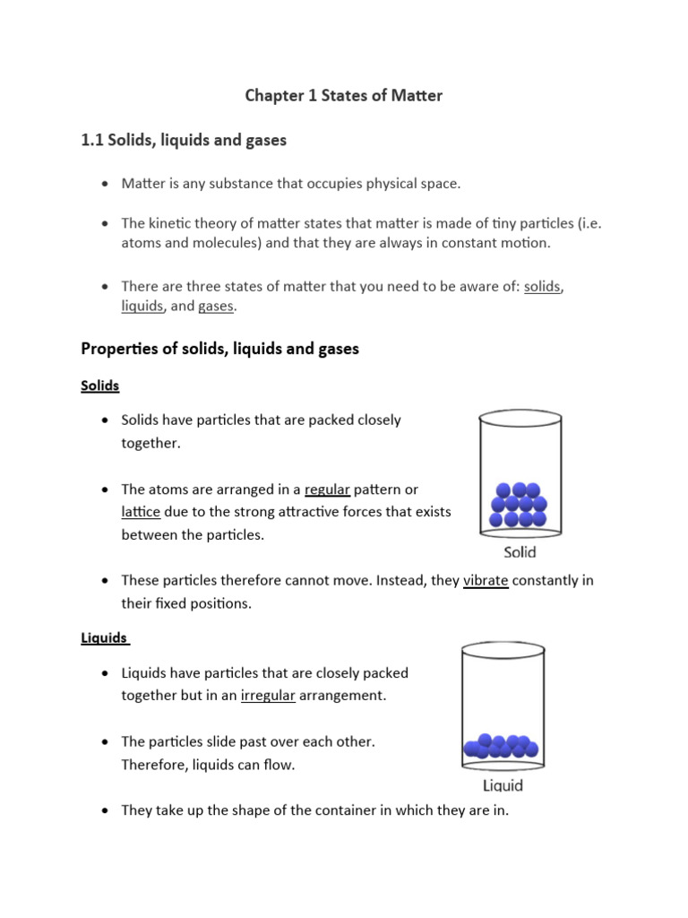 C1 States of Matter | PDF | Gases | Liquids