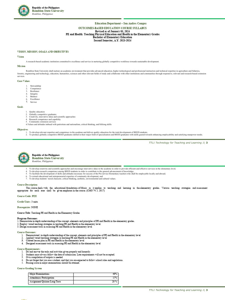 2nd Sem - Teaching PE and Health in The Elementary Grades | PDF ...