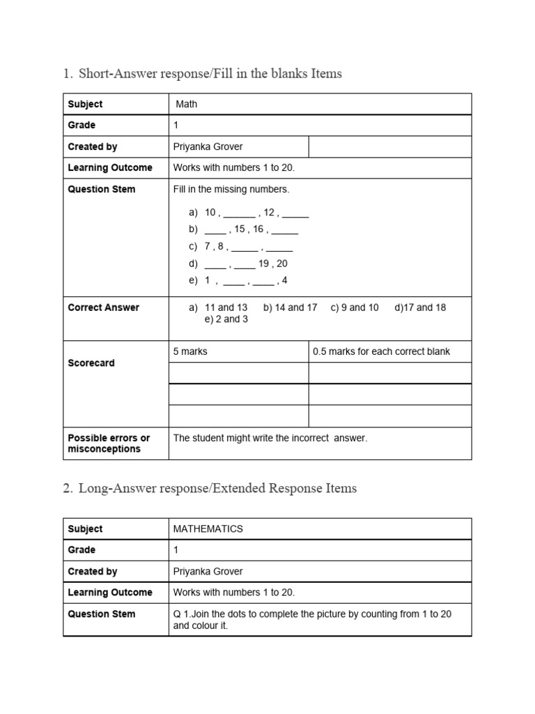 Grade 1 Ques | PDF | Multiple Choice | Mathematics