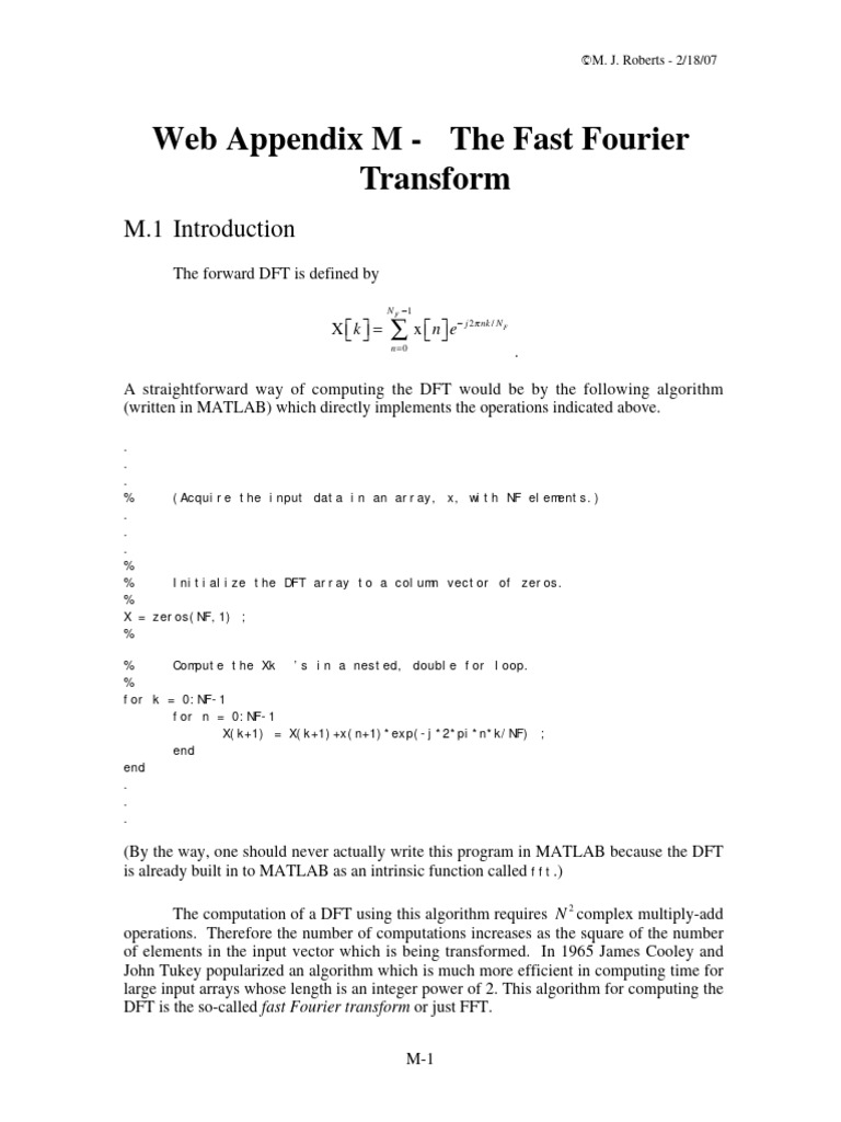 M-FFTAlgorithm | PDF | Fast Fourier Transform | Discrete Fourier Transform
