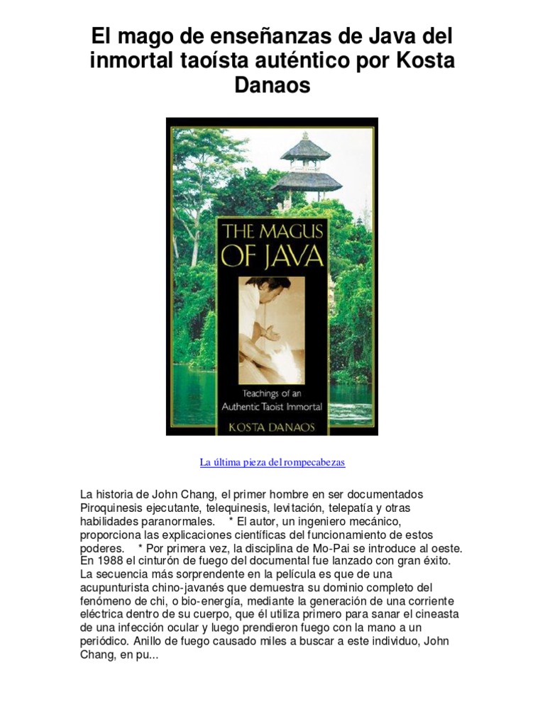 El Mago de Enseñanzas de Java Del Inmortal Taoísta Auténtico Por Kosta ...
