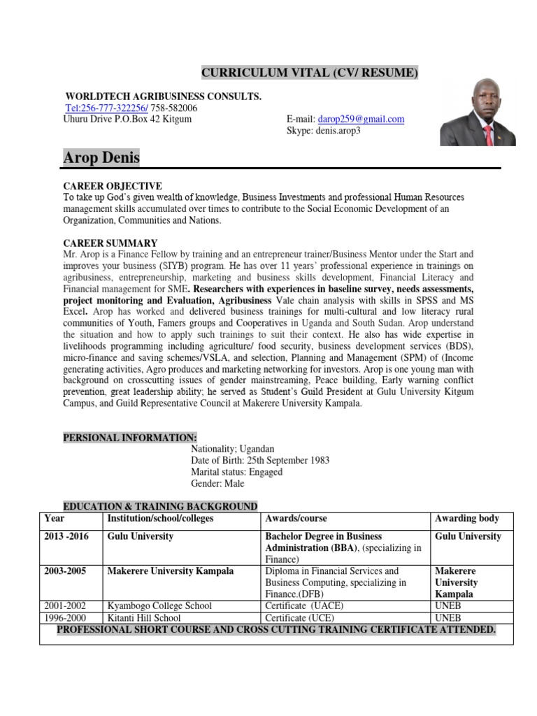 Nuri Curriculum Vitae | PDF | Uganda | Entrepreneurship