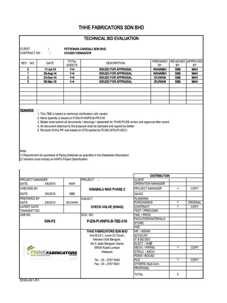 Technical Bid Evaluation: Check Valves | PDF | Business
