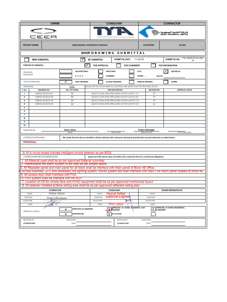 Fire Alarm System-TYA - CEER-STL-EL-0031-R1-signed | PDF | Building Engineering