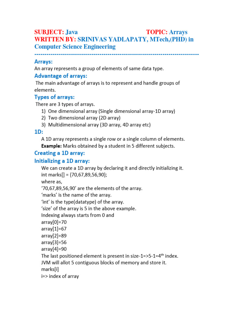 Arrays | PDF | Integer (Computer Science) | Software Development Arrays | PDF | Integer (Computer Science) | Software Development