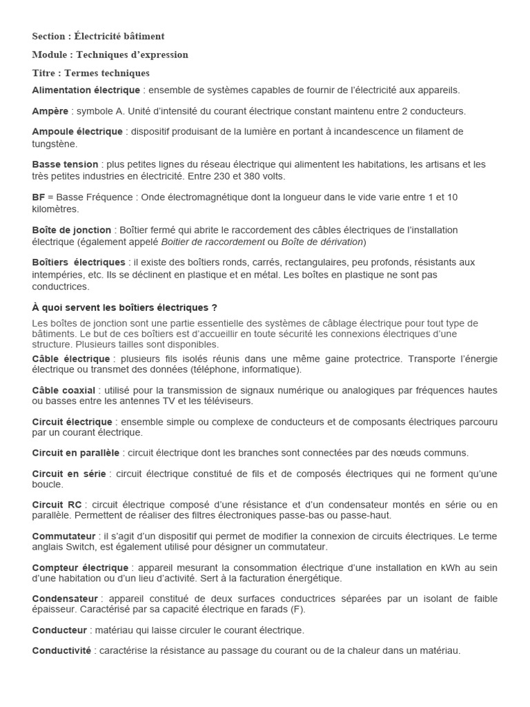 Tableau des formules électriques | PDF | Électricité | Courant électrique