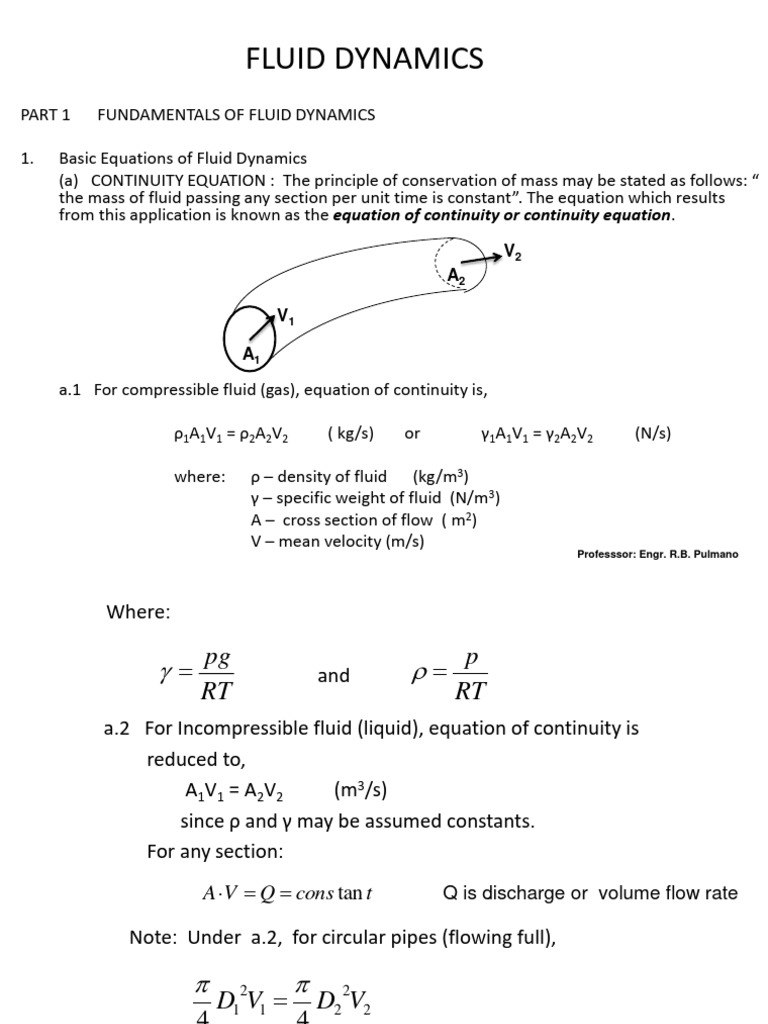 Part I Fundamentals of Fluid Dynamics 1 | PDF | Fluid Dynamics | Pressure