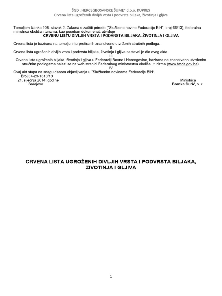 Crvena Lista Bih | PDF