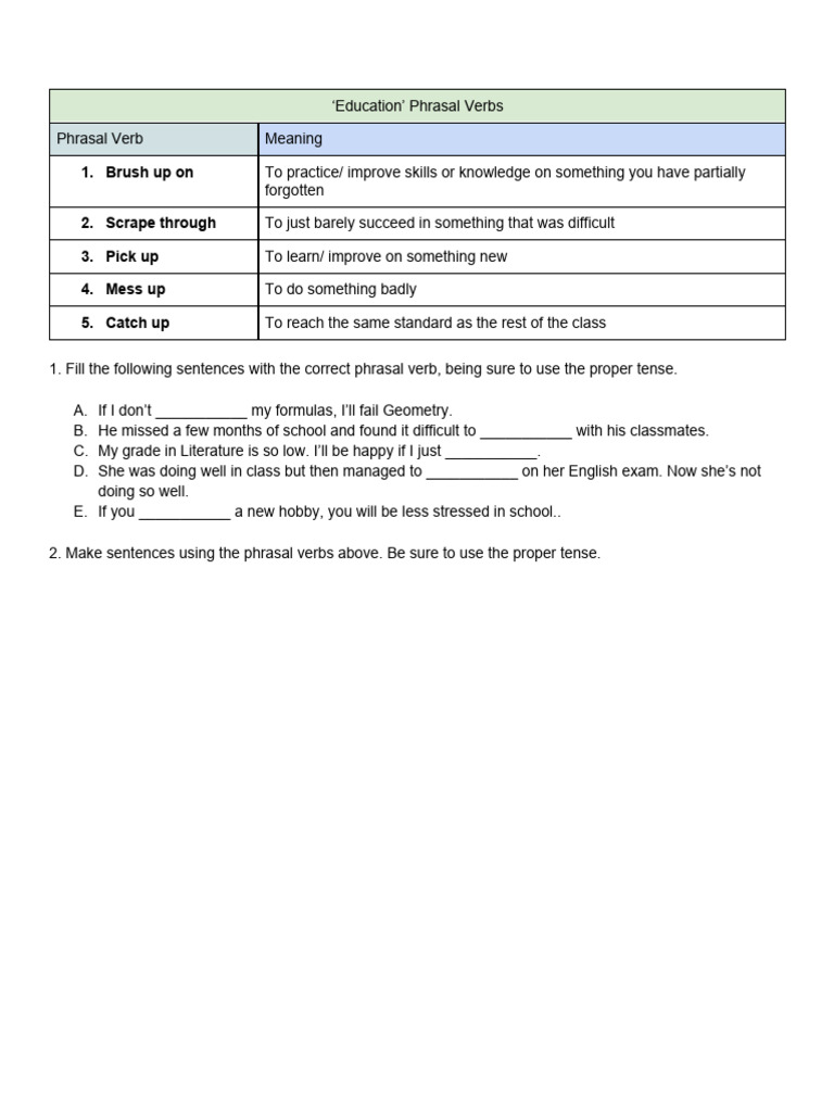 Phrasal Verbs for Students | PDF