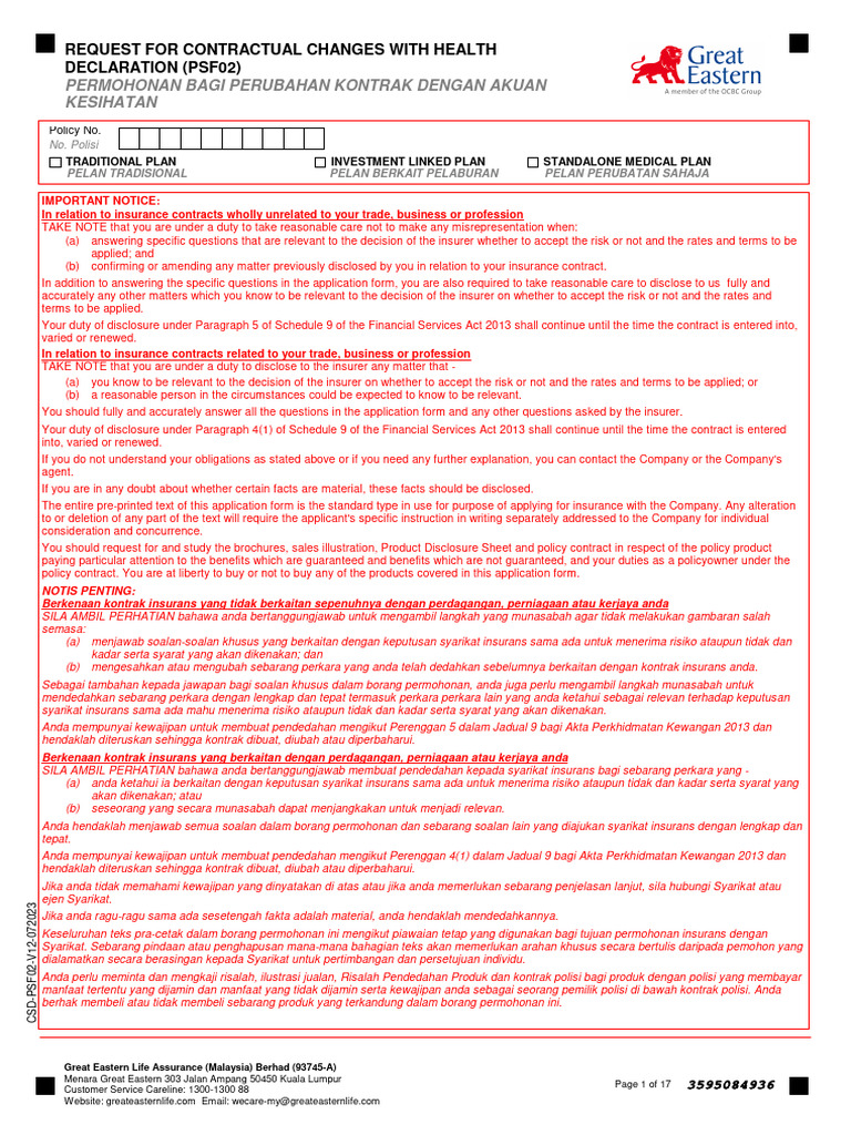 Contractual Changes With Health Declaration | PDF