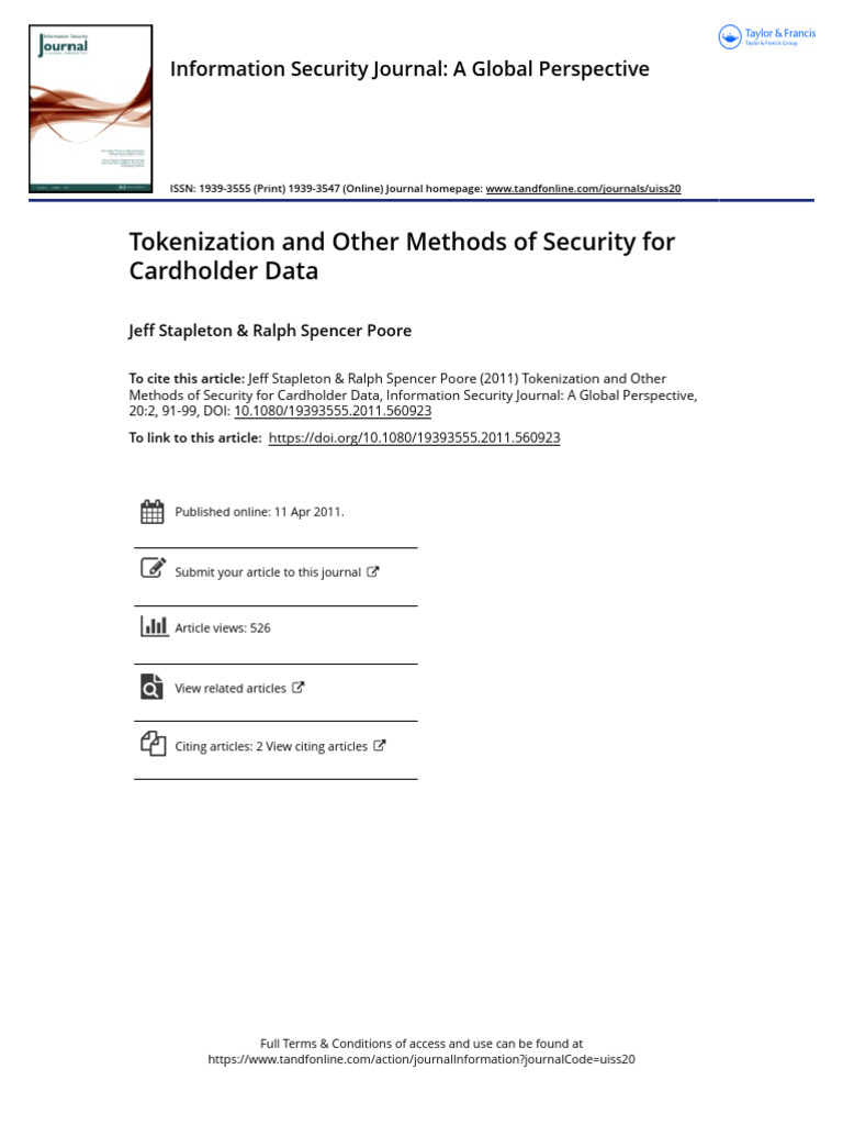 Tokenization and Other Methods of Security For Cardholder Data | PDF ...