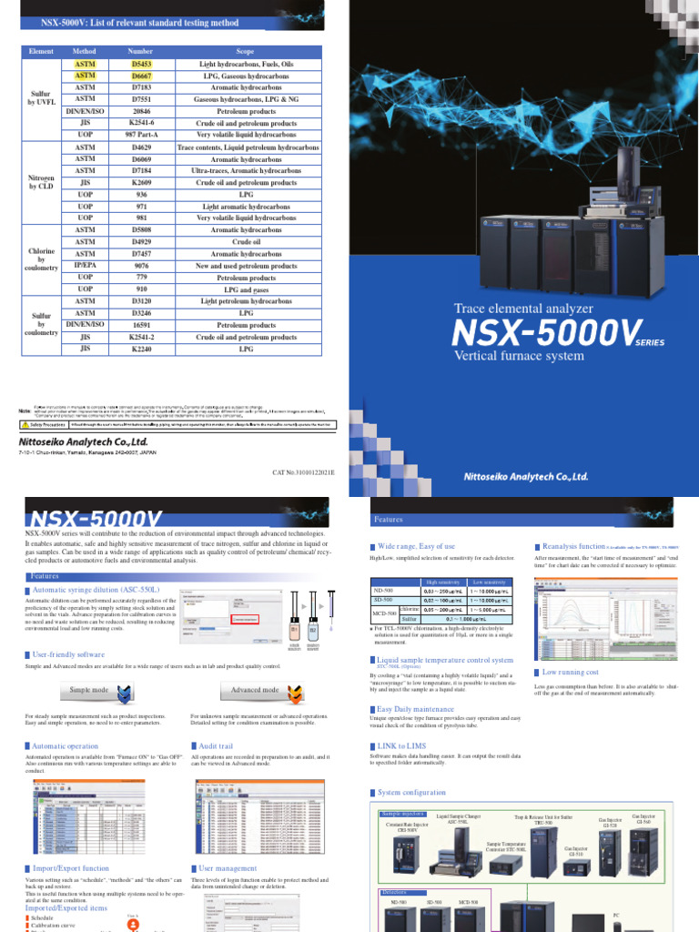 Nittoseiko NSX 5000V | PDF | Petroleum | Sulfur Dioxide