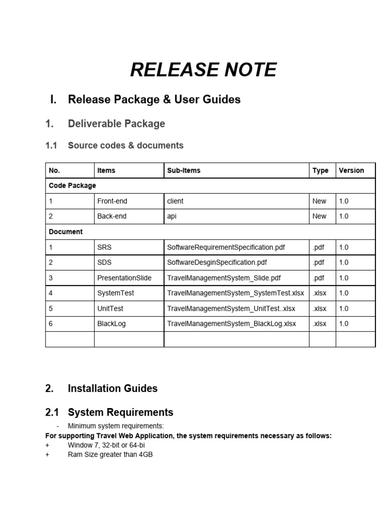 Release Note | PDF | Login | Software