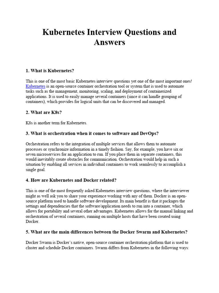 2 K8S Interviewquestions | PDF | Computer Cluster | Load Balancing (Computing)