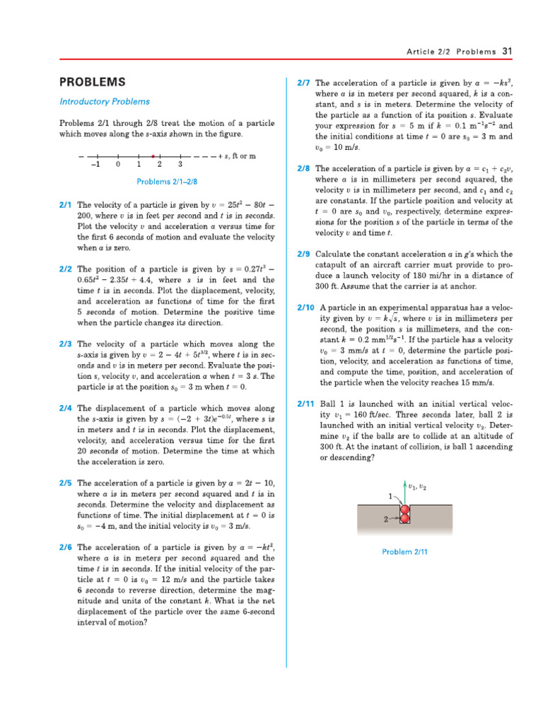 Partical Kinematics (Linear Motion)_Practice_problems (1) | PDF