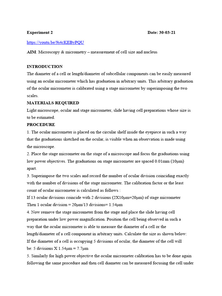 Expt 2 Micrometry | PDF