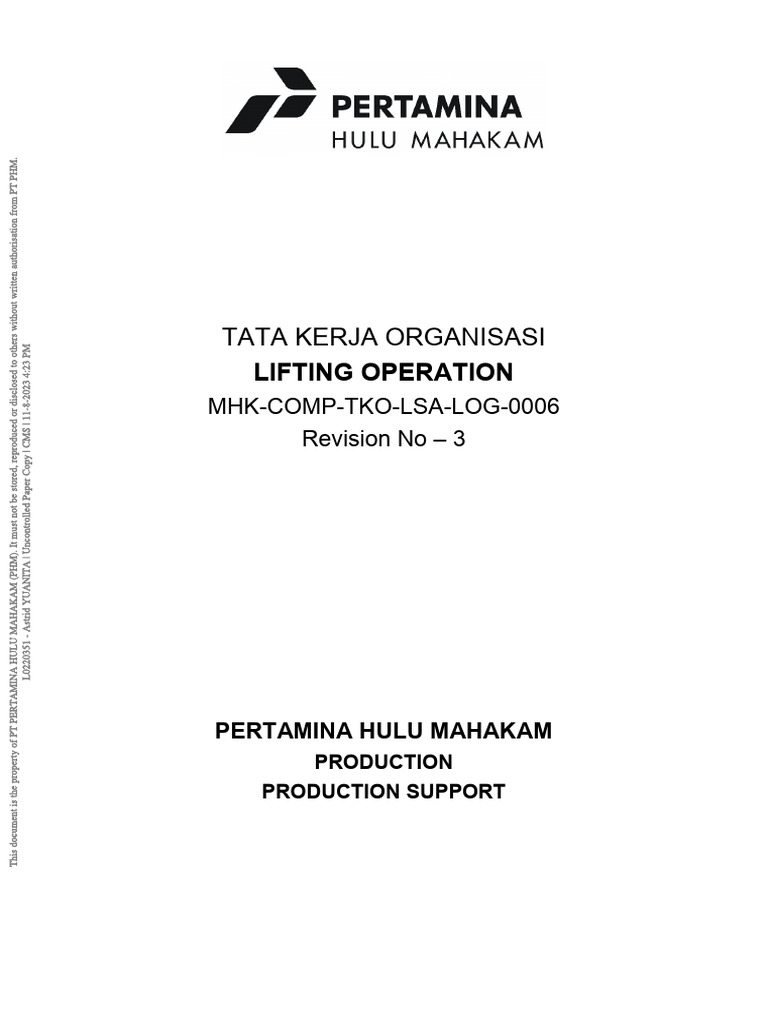 MHK-COMP-TKO-LSA-LOG-0006_rev3_Lifting Operation | PDF | Crane (Machine)