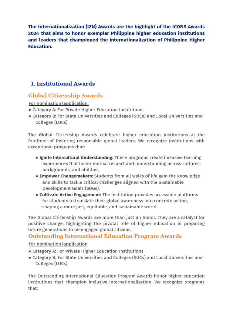 ICONS Awards 2024 Briefer and Guidelines | PDF | Leadership | Mentorship