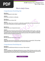 Class 8 English This Is Jody's Fawn | PDF