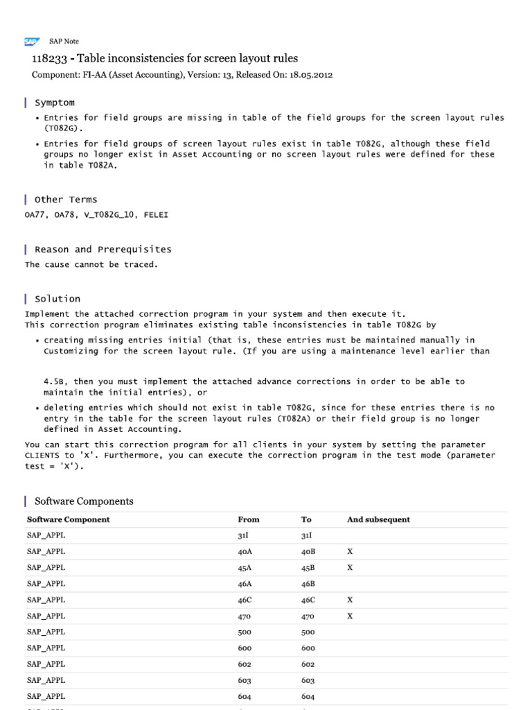 Table Inconsistencies For Screen Layout Rules | PDF