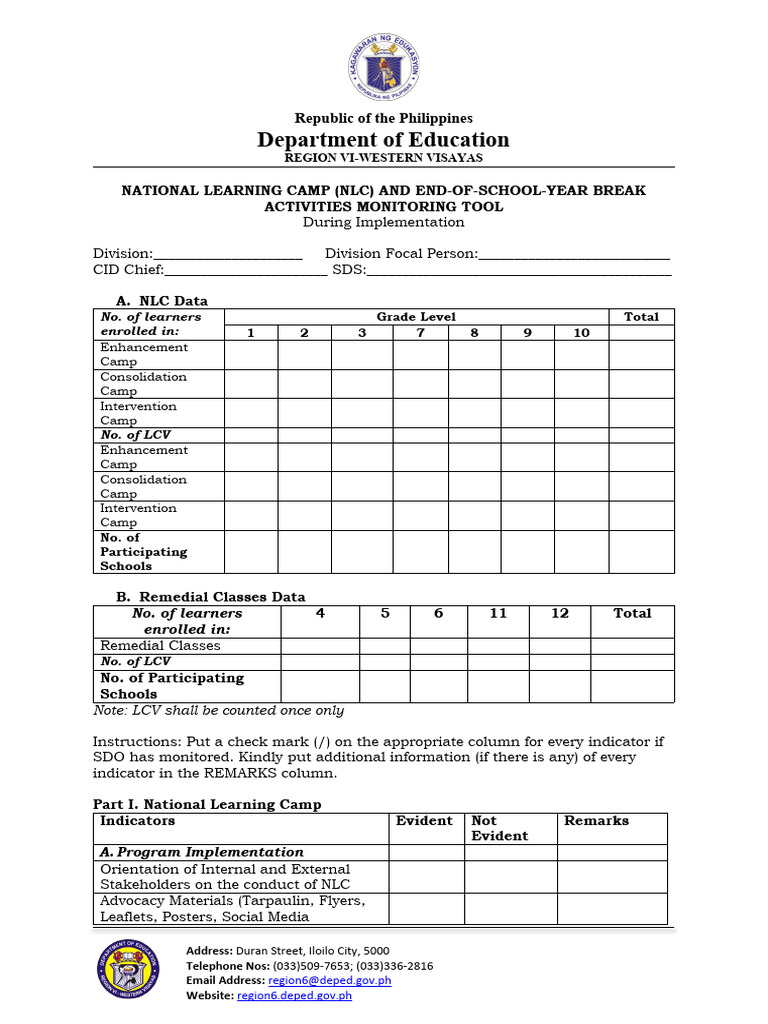 NLC Monitoring Tool | PDF | Learning | Behavior Modification