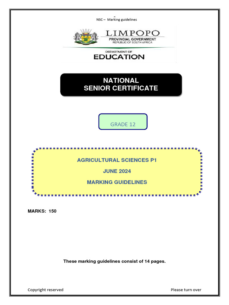 AGRS P1 June Exam 2024 Memo Final Edited - 240522 - 212655-1 | PDF | Agriculture | Genetically ...