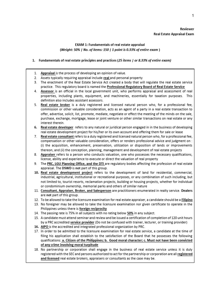 REALEX Review Notes | PDF | Real Estate Appraisal | Loans