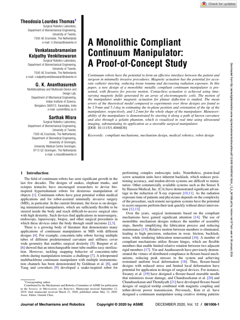 A Monolithic Compliant Continuum Manipulator - A Proof-of-Concept Study ...