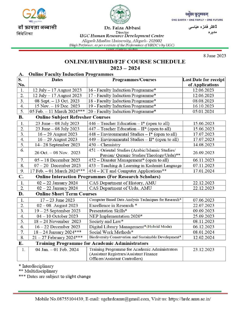 Update Re Schedule 23 24 | PDF