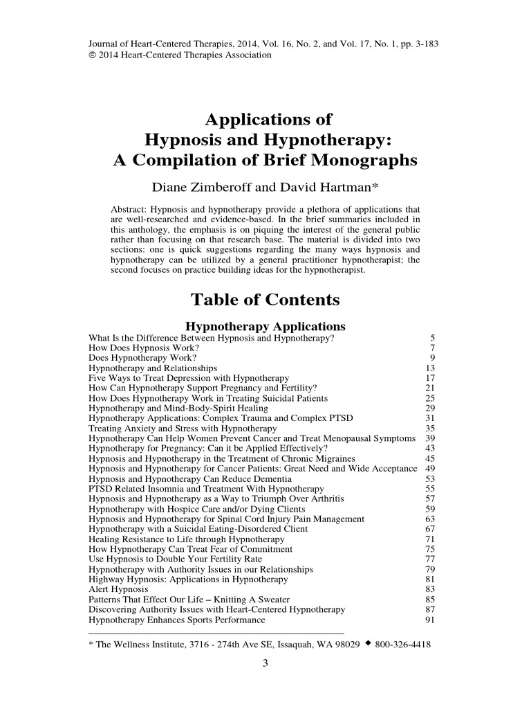 Review - Zimberhoff Hartman Training Material Application of Hypnosis ...
