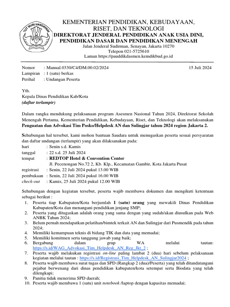 DPM (AN) - 22 S.D. 25 Juli 2024 - SU Peserta Jakarta 2 - Sign | PDF