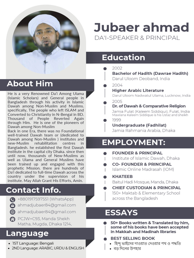 Jubaer Ahmad: Education | PDF | Ulama | Religious Faiths