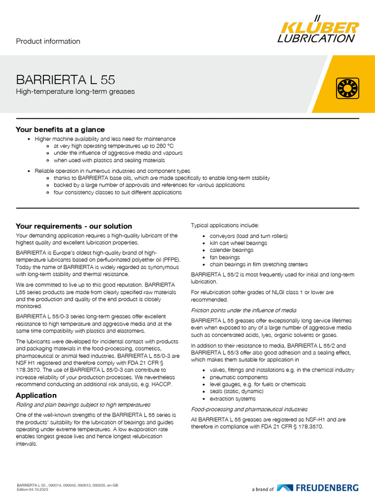 Barrierta L 55 090013 Pi GB en | PDF | Bearing (Mechanical) | Lubricant