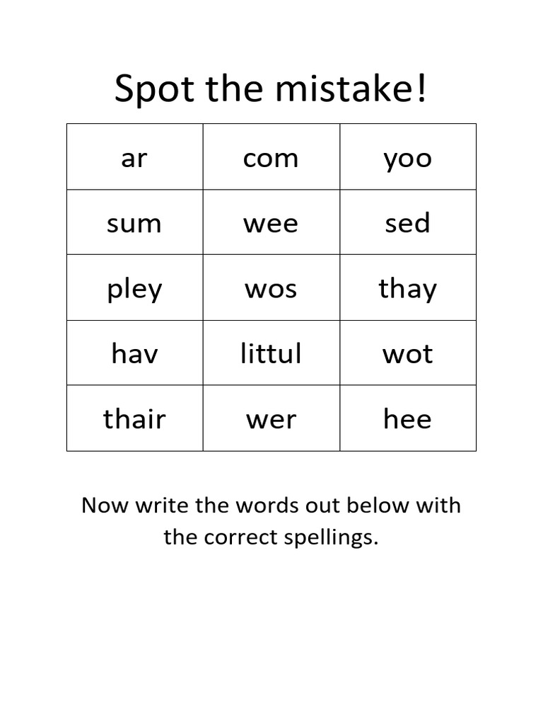 SPELLING Spot the Mistake | PDF