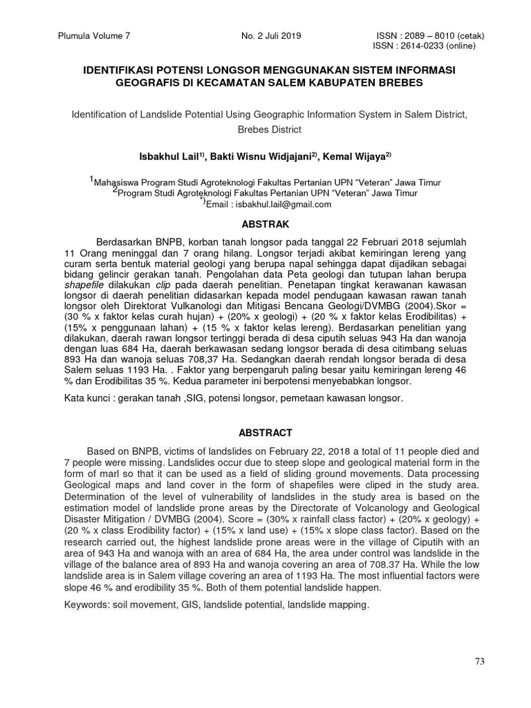 Identifikasi Potensi Longsor Menggunakan | PDF