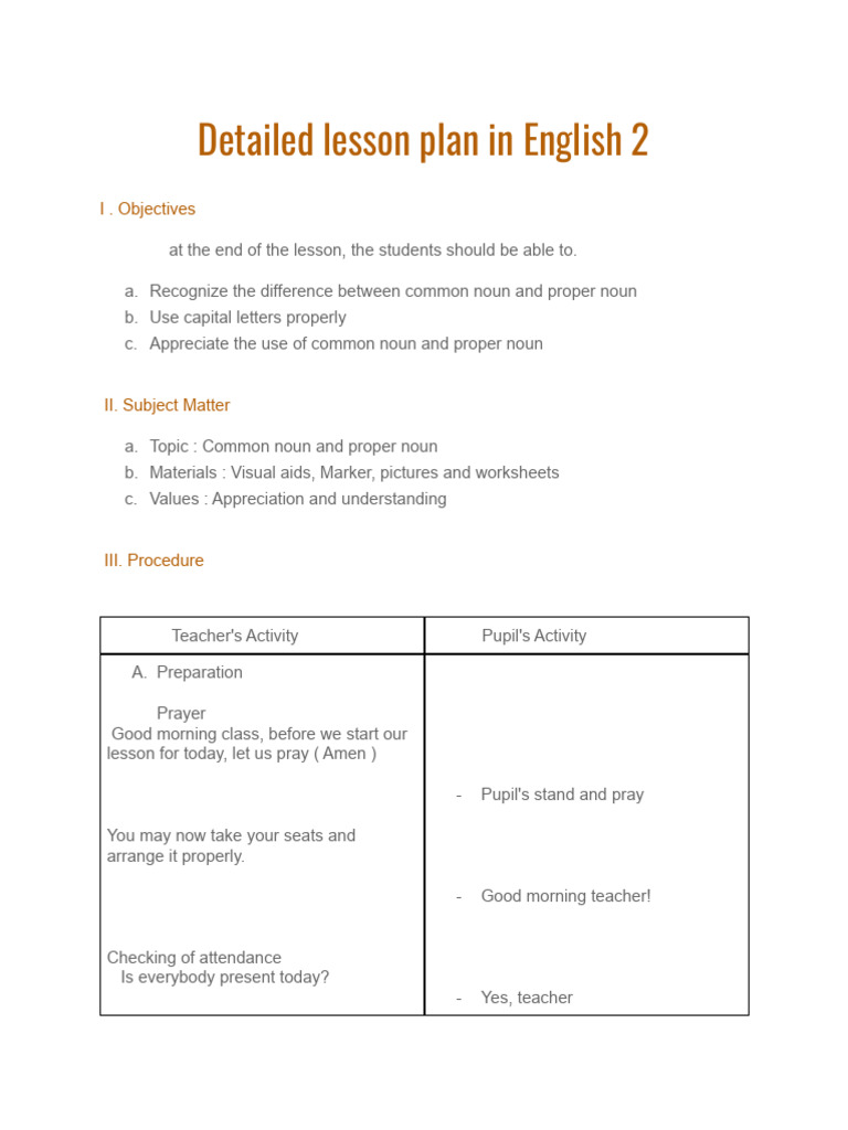 Lesson Plan in English 3 | PDF | Lesson Plan | Noun