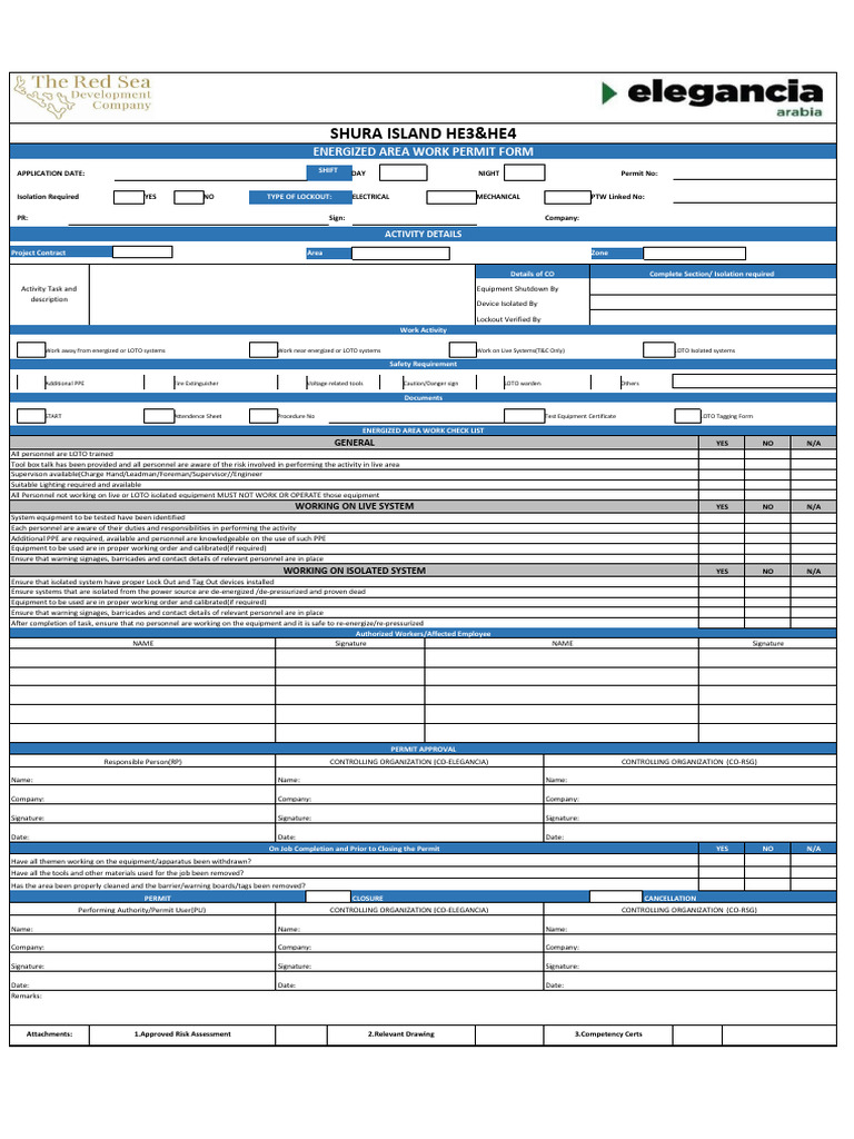 Energized Area Work Permit | PDF | Safety