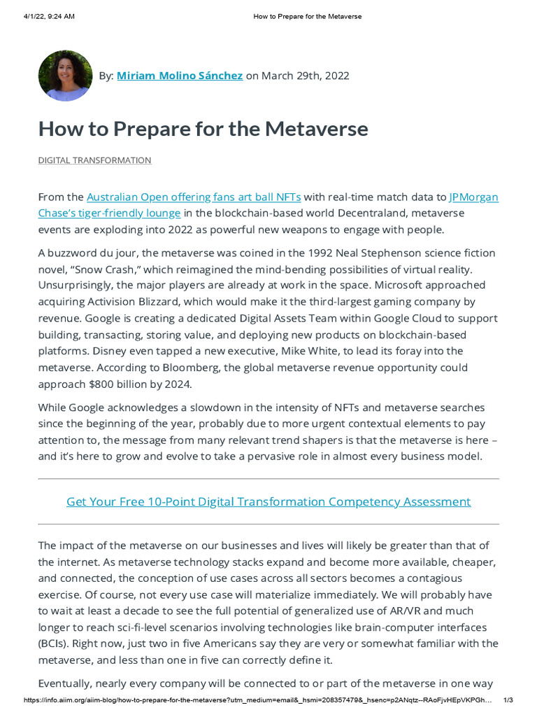 How To Prepare For The Metaverse | PDF