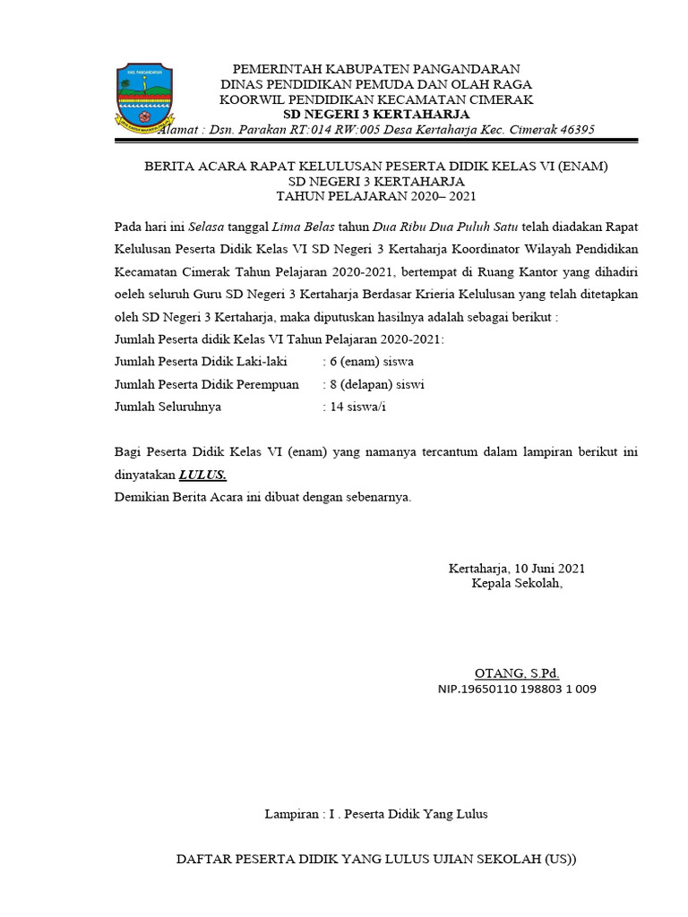 Beriata Acara Rapat Kelulusan | PDF