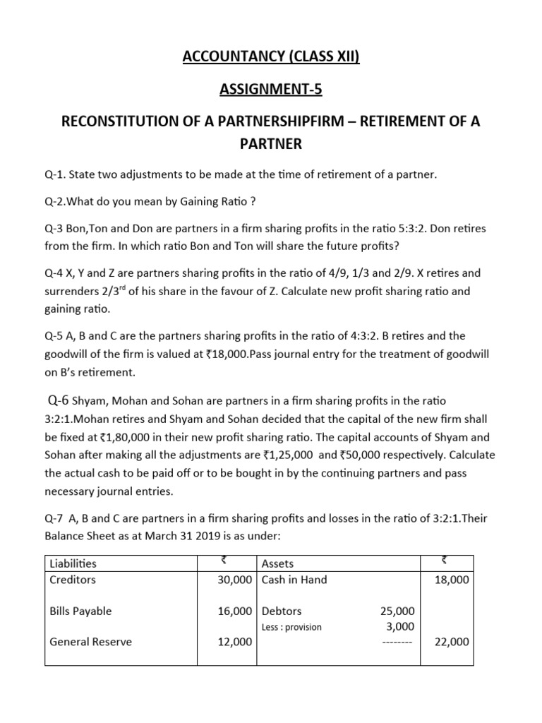 Assignment-5 Retirement Edited | PDF | Goodwill (Accounting) | Balance Sheet