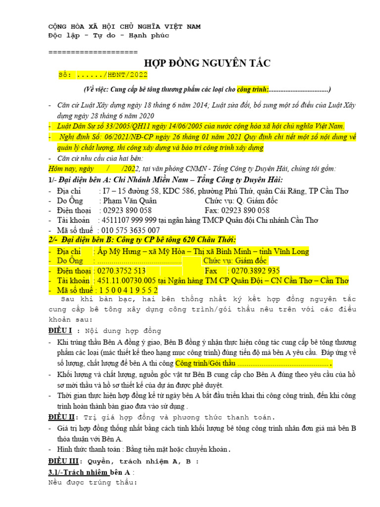 Hop Dong Cap BT Tuoi | PDF
