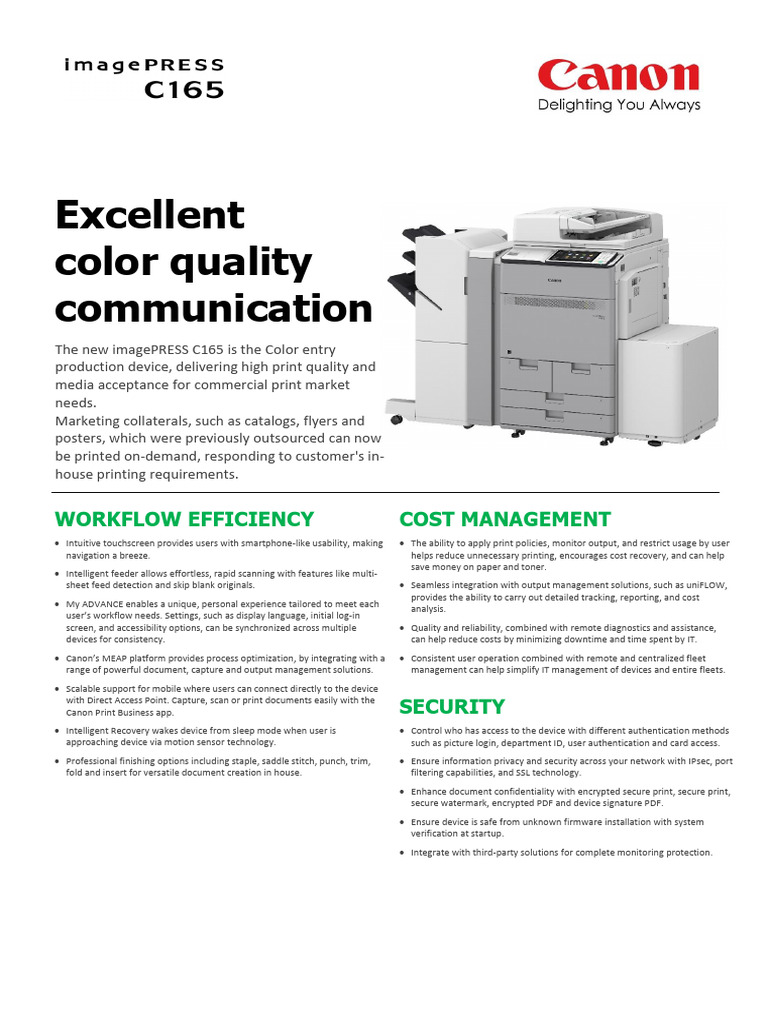 C165 Datasheet V2.full Server | PDF | Paper | Image Scanner