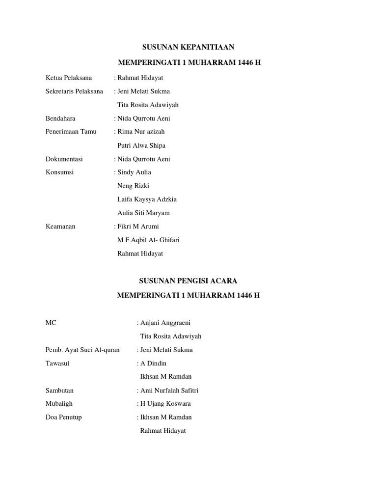 Susunan Kepanitiaan | PDF