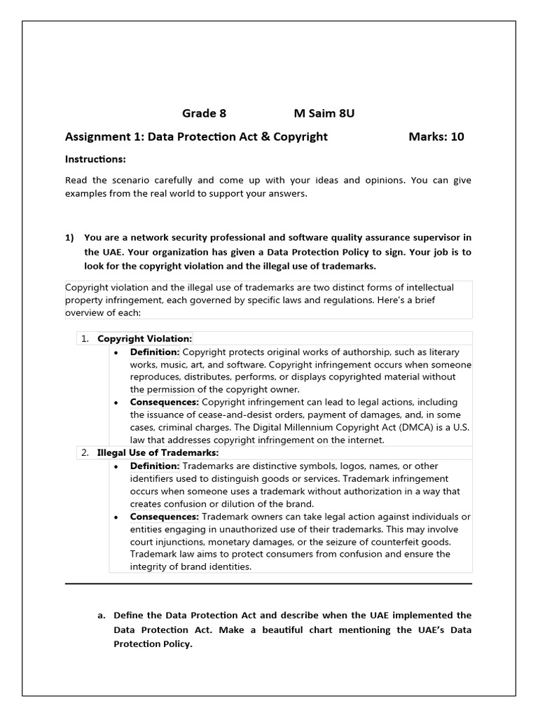 Comp Assignment - Grade - 8 | PDF | Trademark | Copyright