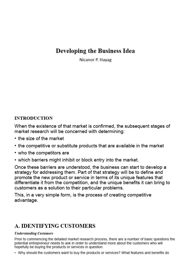 Ch. 4 - Developing The Business Idea | PDF | Marketing Research ...