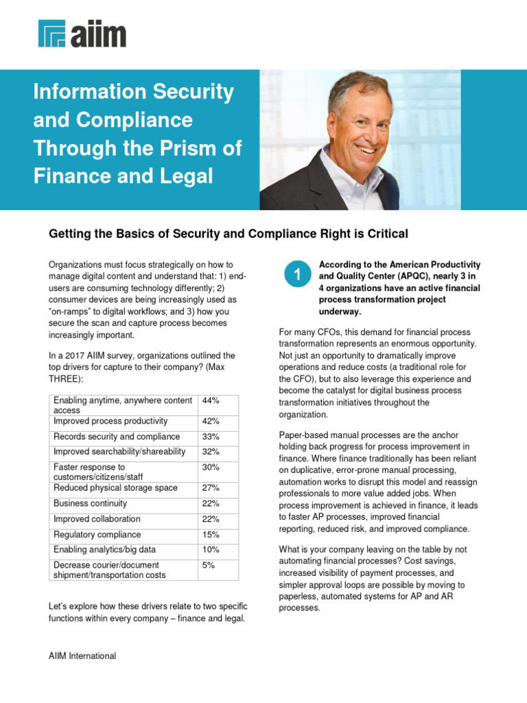 Final - Tip Sheet 3 - Information Security and Compliance Through The Prism of Finance and Legal ...