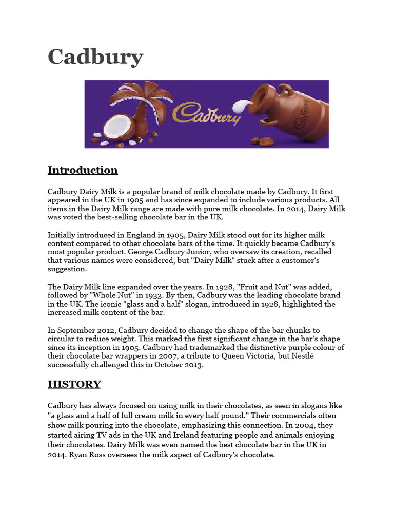 Cadbury Case Study | PDF | Chocolate | Confectionery