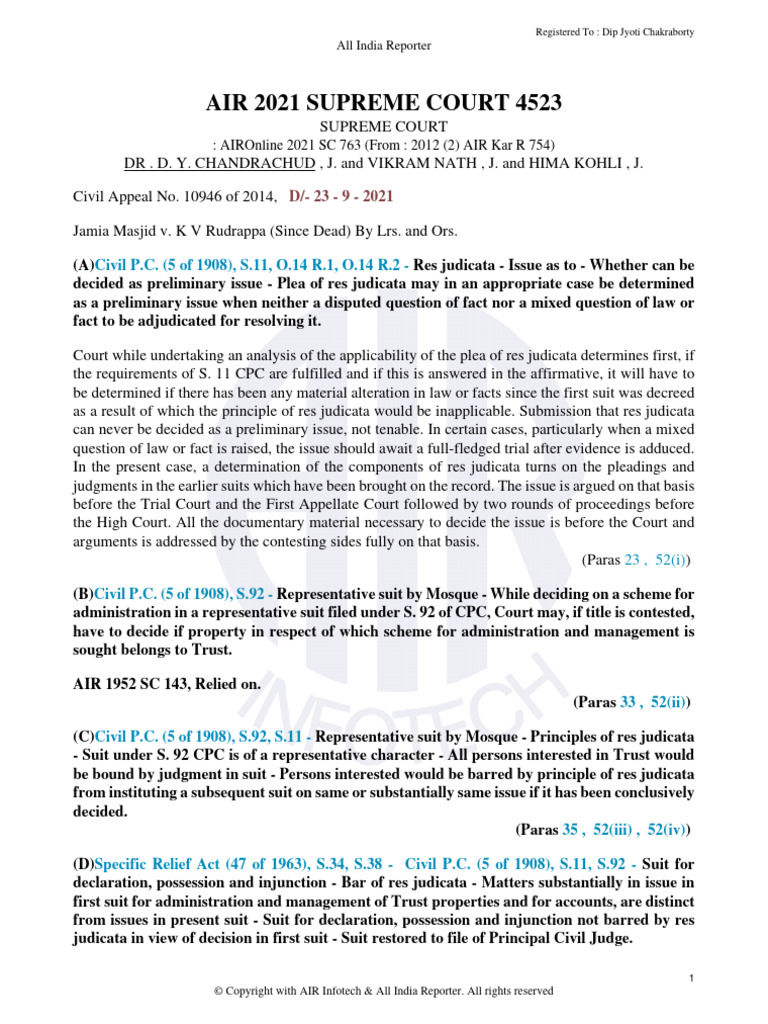 Air 2021 Supreme Court 4523 | PDF | Lawsuit | Res Judicata