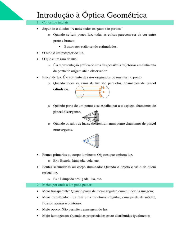 Fundamentos da Óptica Geométrica | PDF | Cor | Ótica